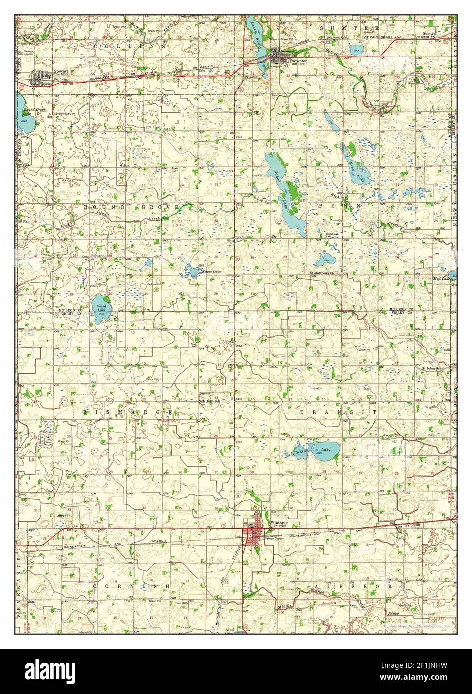 Winthrop, Minnesota, map 1958, 1:62500, United States of America by ...