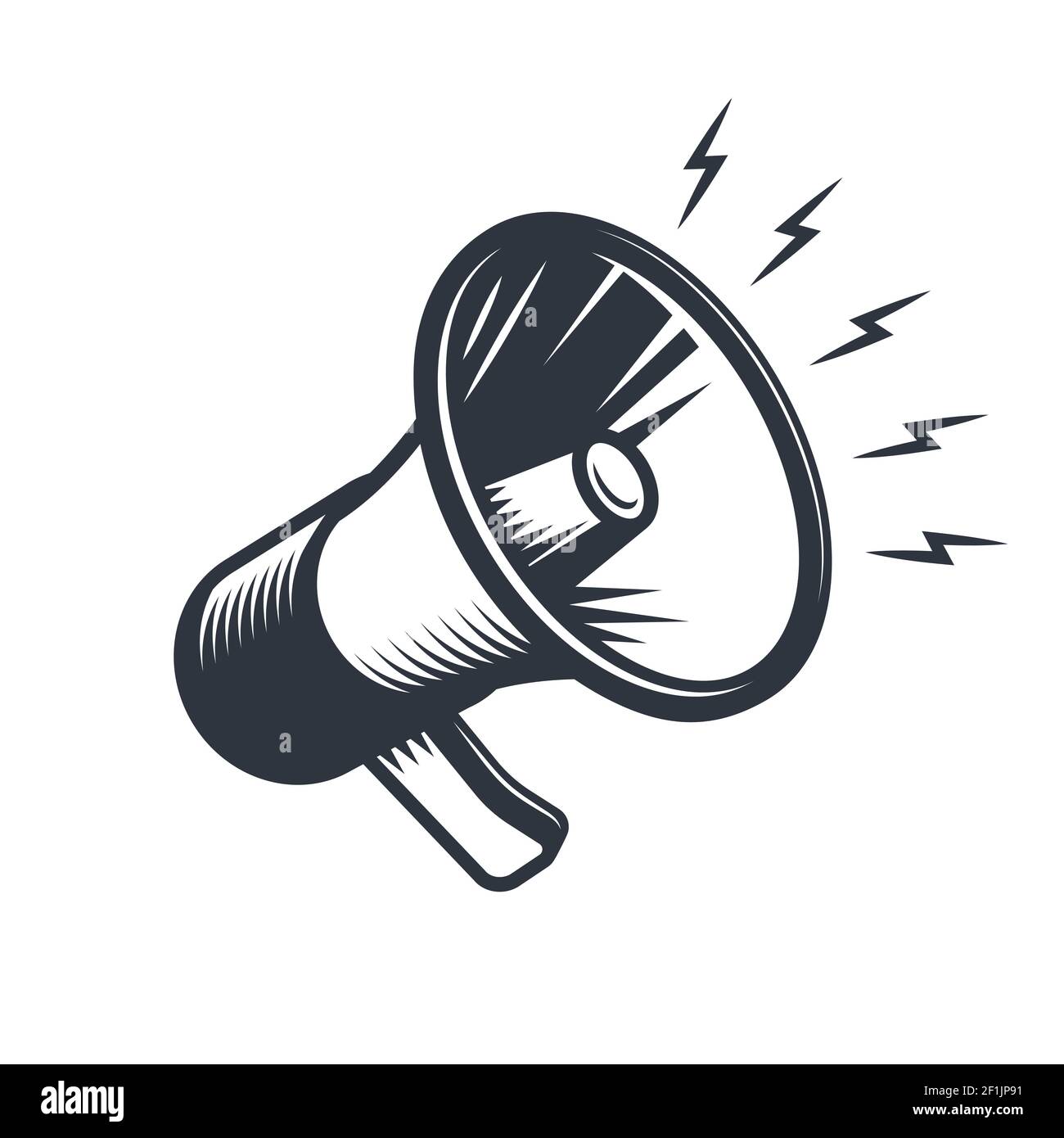 Illustrationn Of Megaphone Monochrome Style Isolated On White