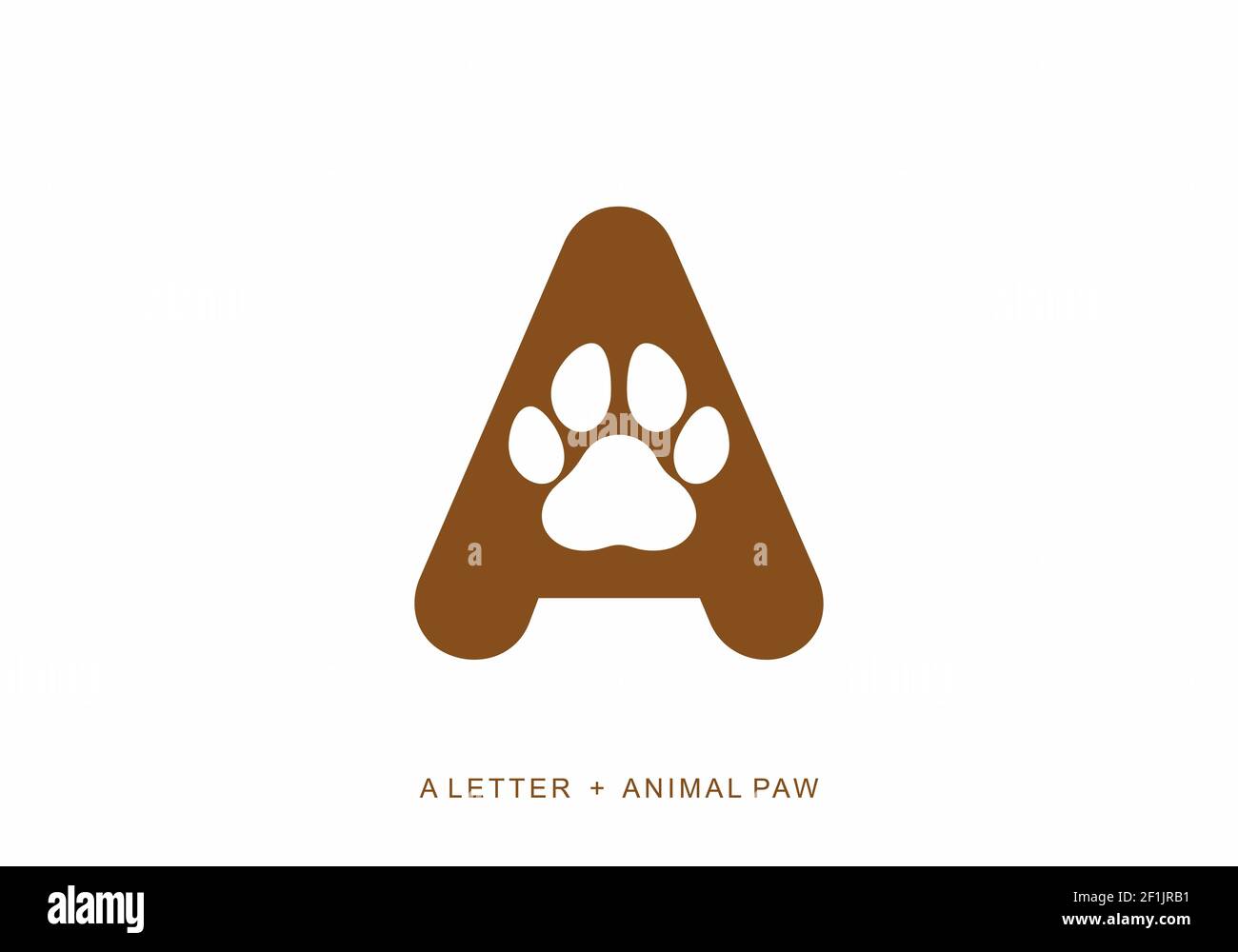 Brown color of A initial letter with animal paw shape design Stock ...
