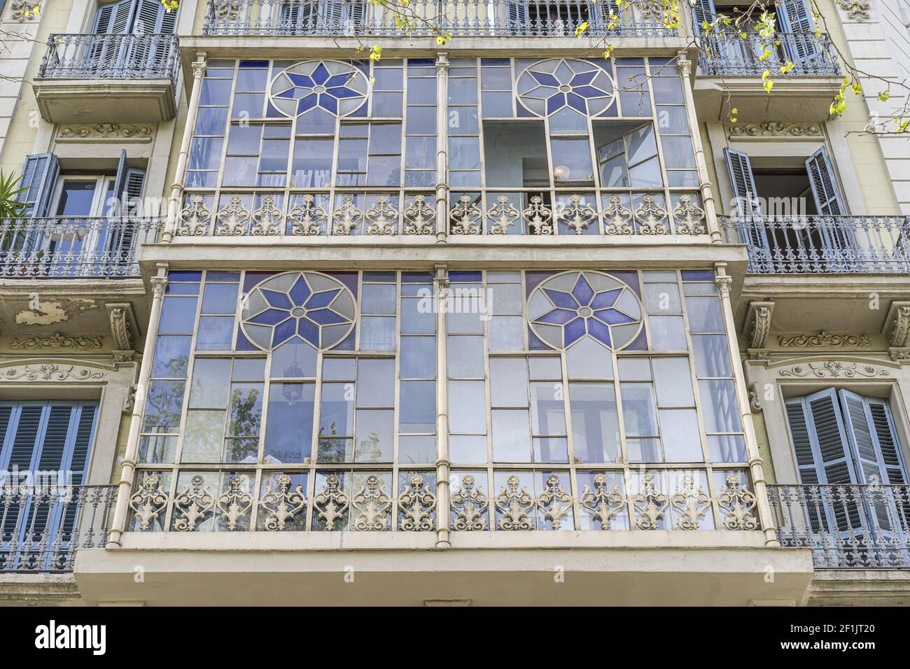 Glass balconies with stained glass, Facades and traditional ...