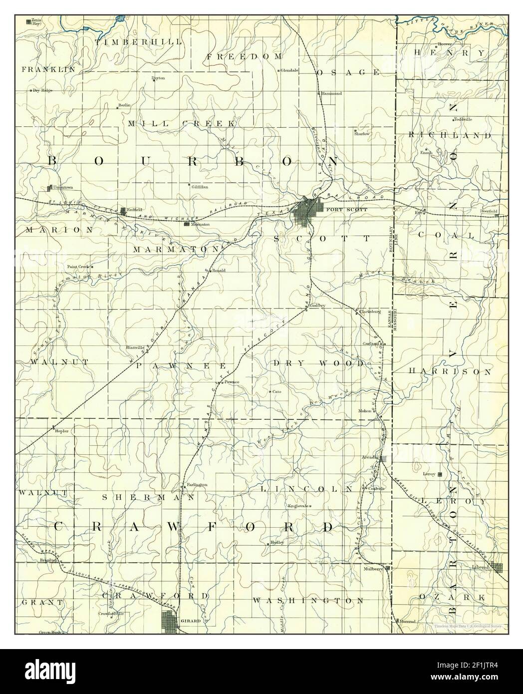 Fort Scott, Missouri, map 1884, 1:125000, United States of America by ...