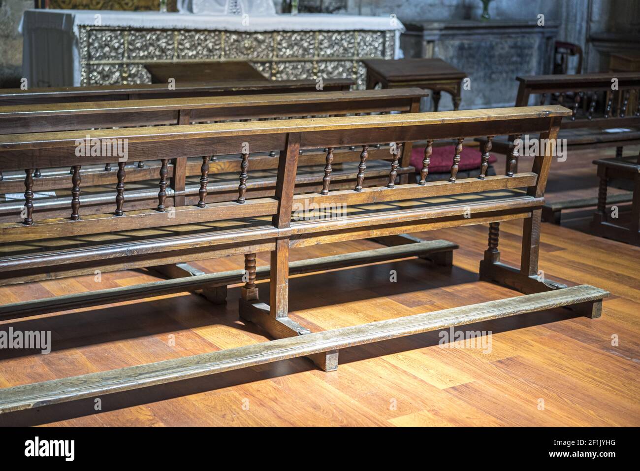 Chapel, benches to pray inside a church. concept of faith and religion ...