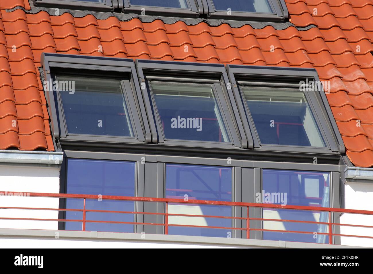 Modern new facade connection window or roof window Stock Photo - Alamy