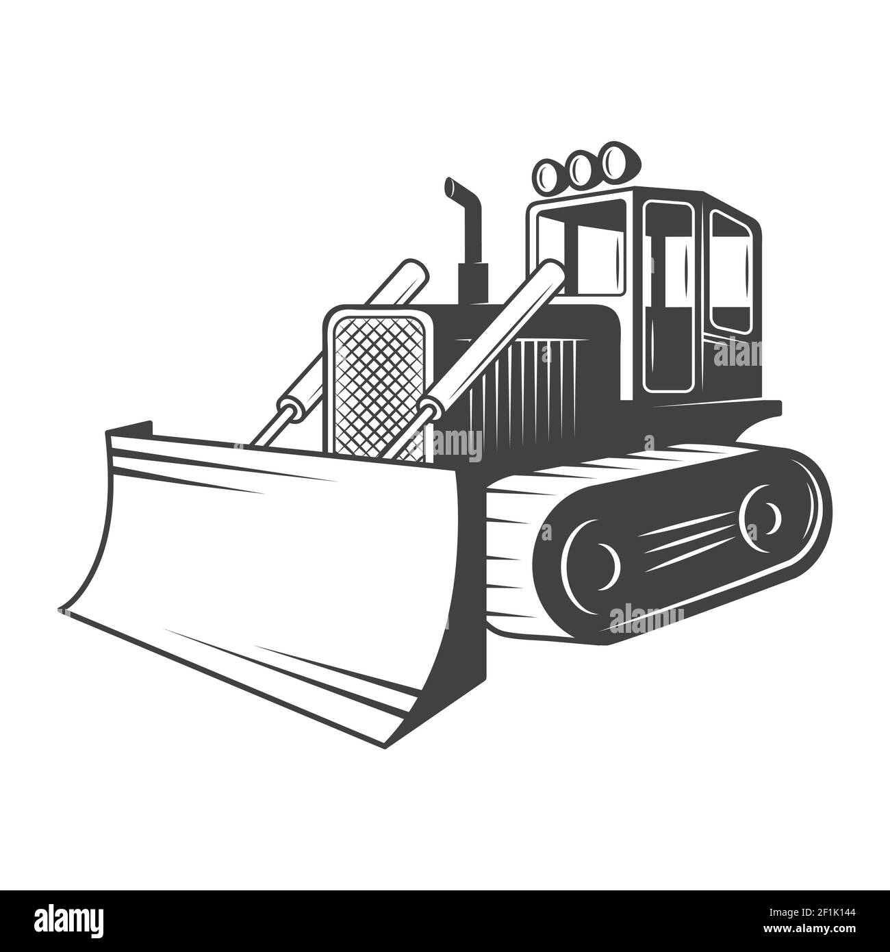 Vector illustration of bulldozer. Black and white Stock Vector Image ...