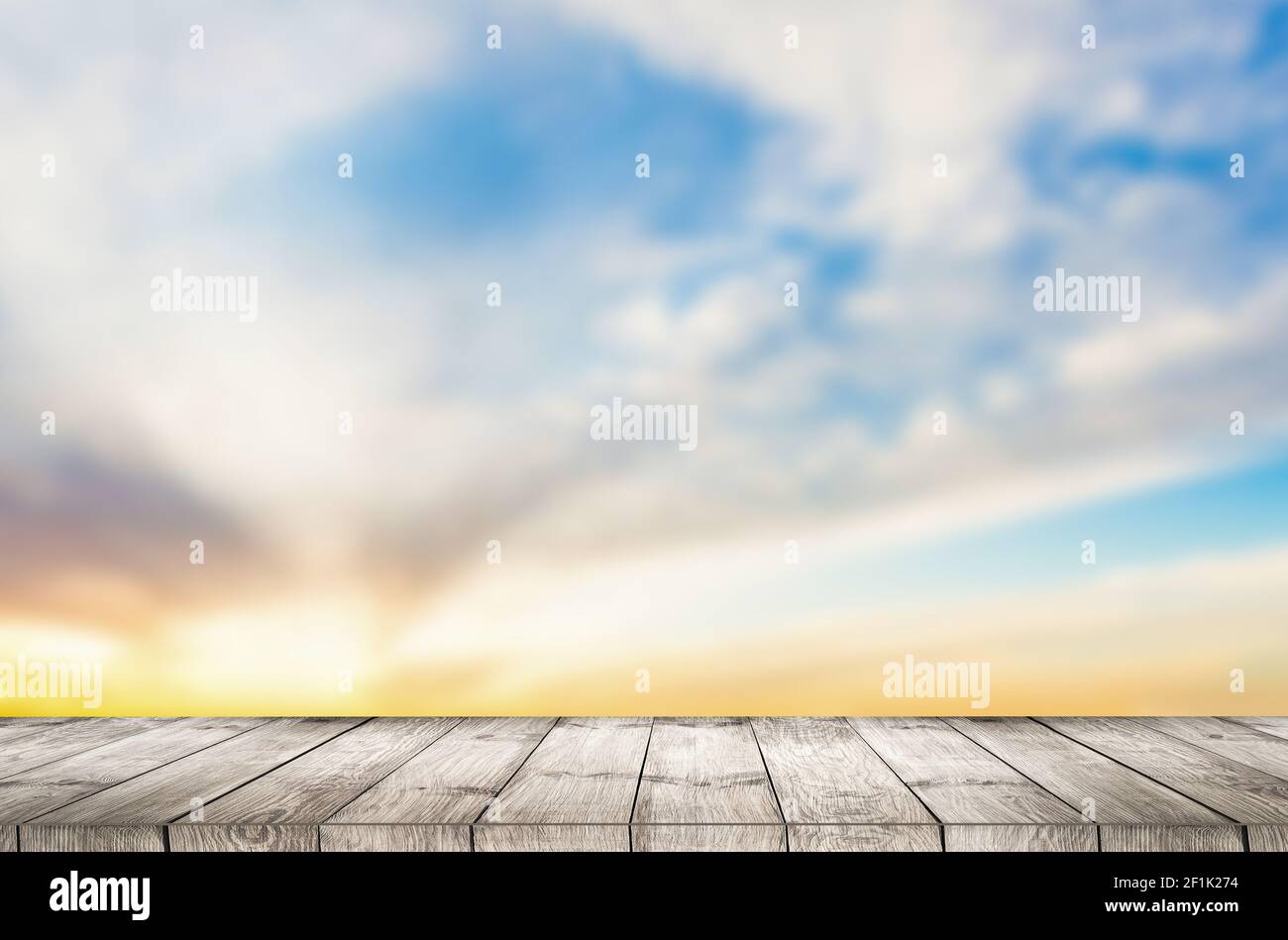 Open wooden terrace with beautiful views of nature, sky Stock Photo - Alamy