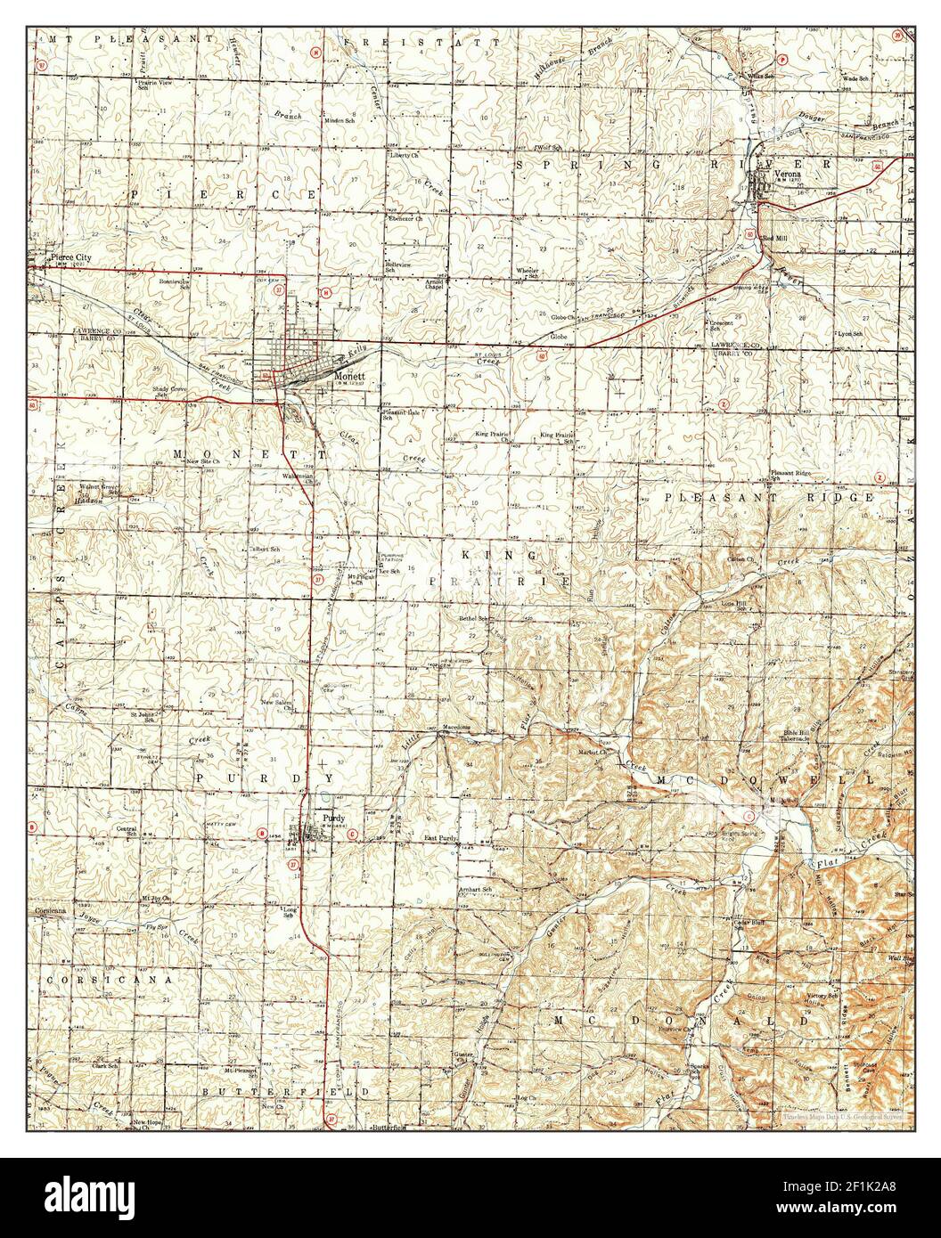 Monett, Missouri, map 1943, 1:62500, United States of America by ...