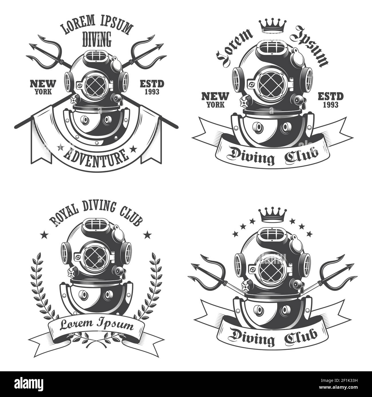 Set of diving labels, emblems and designed elements Stock Vector Image ...