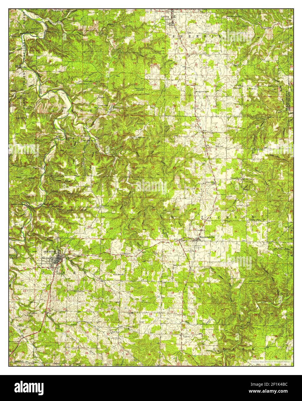Raymondville, Missouri, map 1951, 1:62500, United States of America by ...