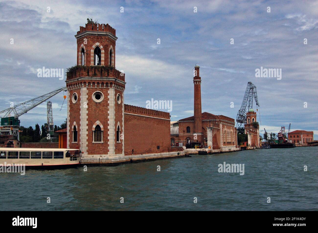 View of the historic Arsenale dockyard in Venice, Italy. The medieval ...