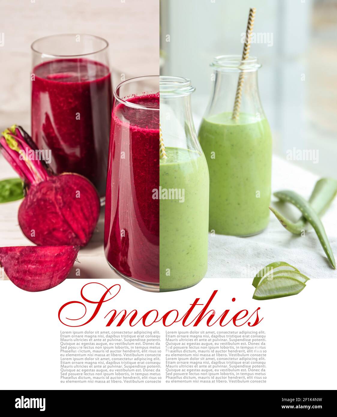 Collage of different healthy smoothies with space for text Stock Photo ...