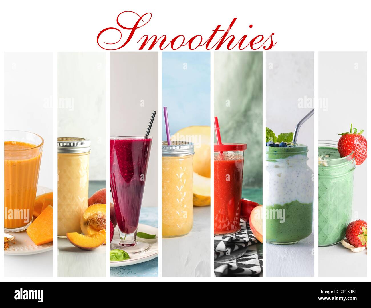 Collage of different healthy smoothies Stock Photo - Alamy