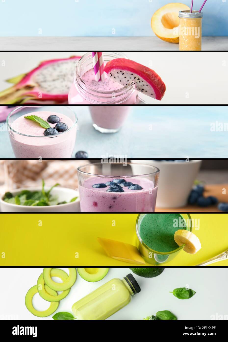 Collage of different healthy smoothies Stock Photo - Alamy