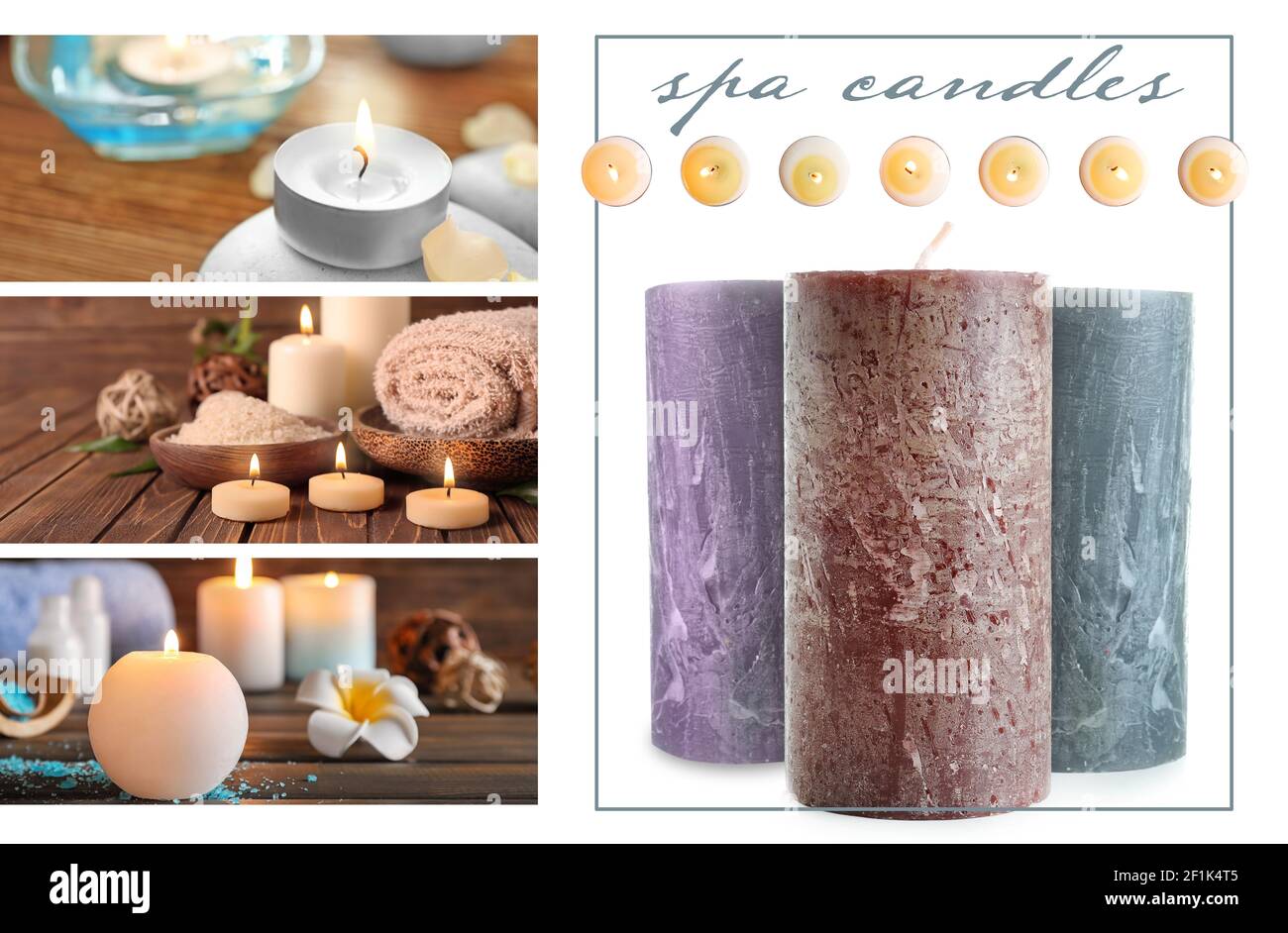 Collage of different aroma candles Stock Photo - Alamy