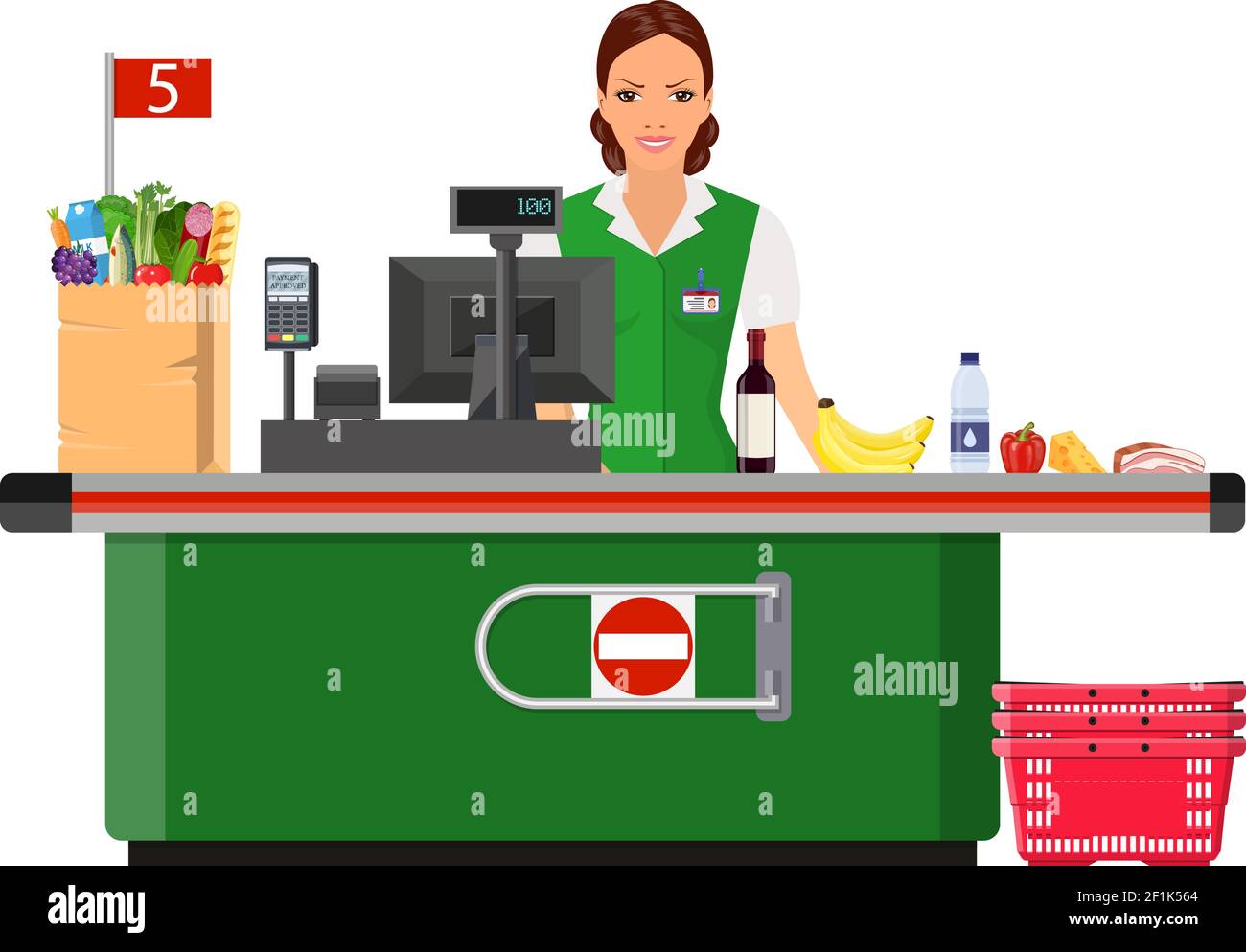 Customer smiling cash register Stock Vector Images - Alamy