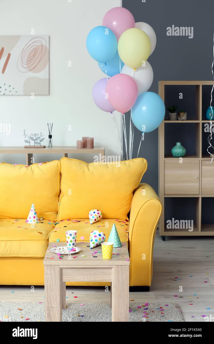 Interior of room after party Stock Photo - Alamy