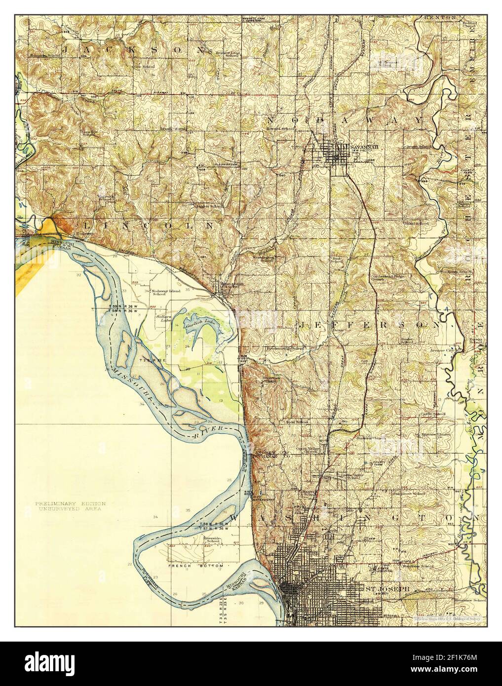 St Joseph, Missouri, map 1926, 1:62500, United States of America by ...