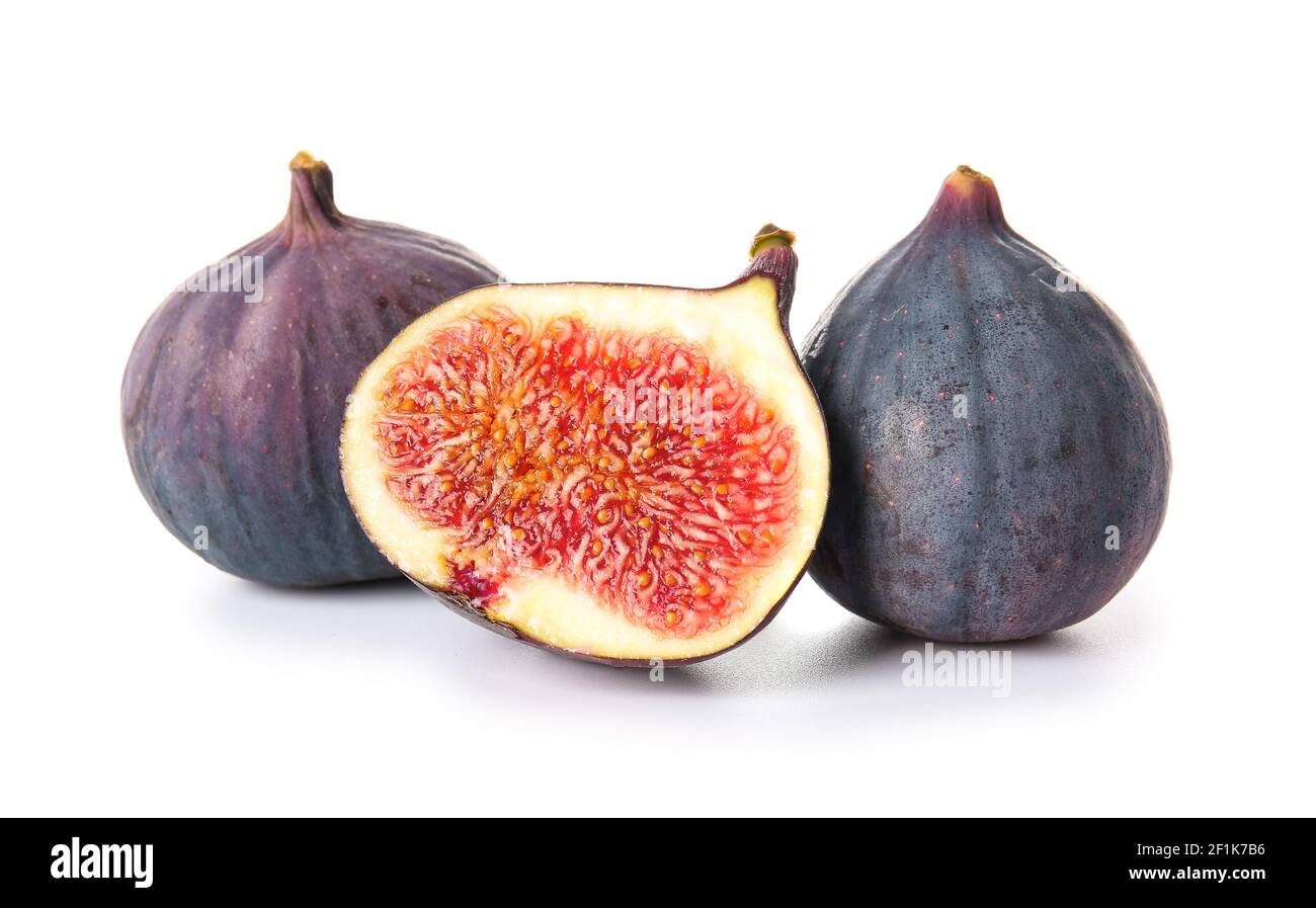 Fresh ripe figs on white background Stock Photo - Alamy