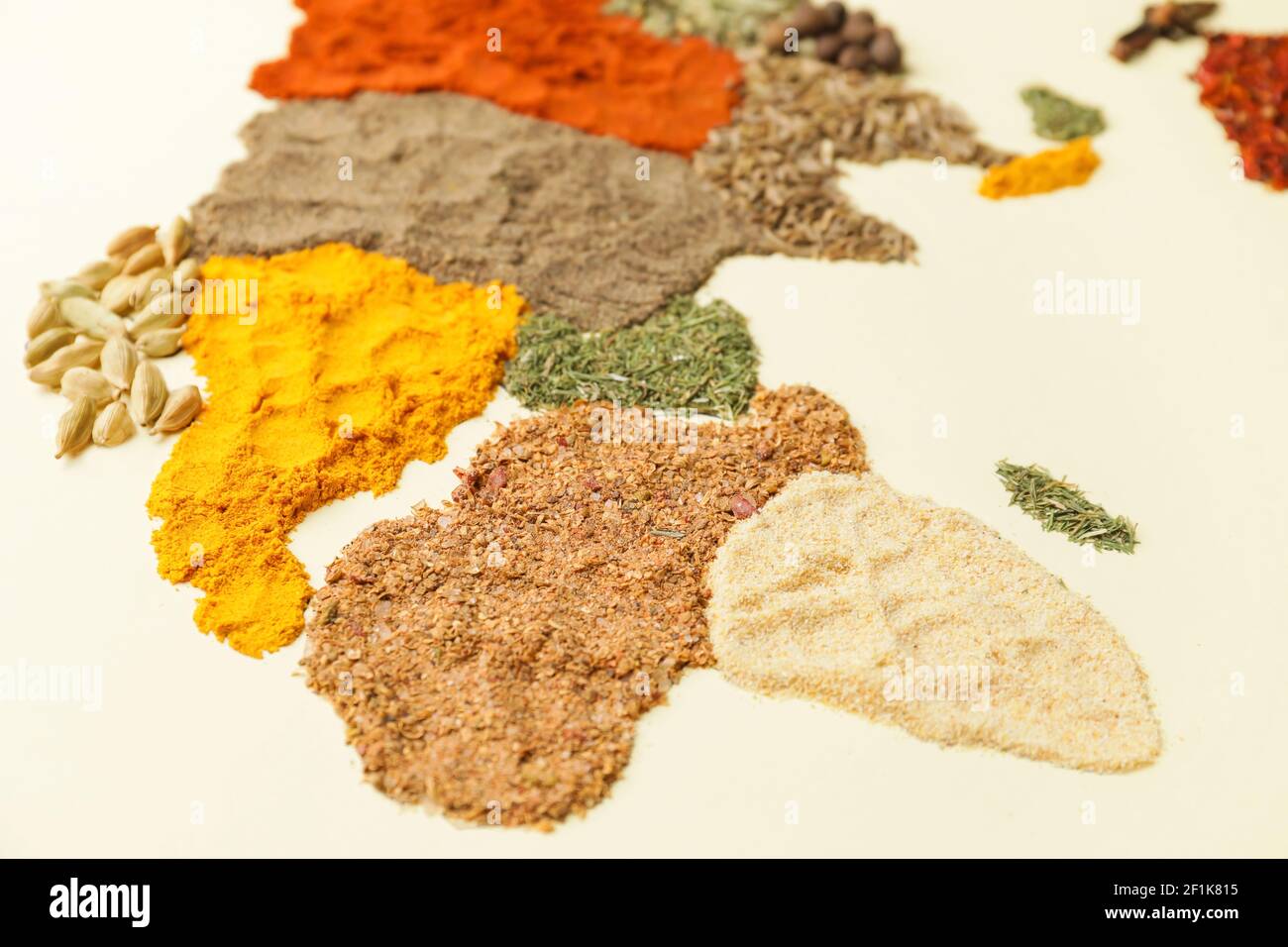 World map made of spices on light background, closeup Stock Photo - Alamy