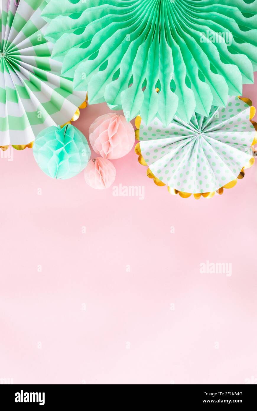 Pink background with party decoration Stock Photo - Alamy