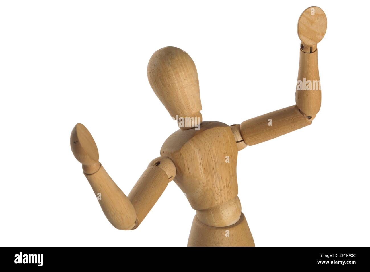 Wooden doll, excited, surprised, is afraid Stock Photo - Alamy