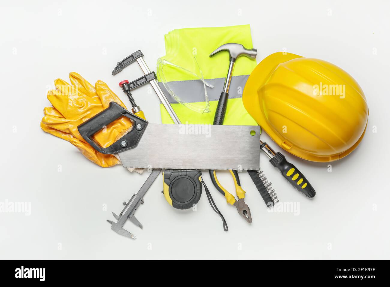 Set of construction tools on white background Stock Photo - Alamy