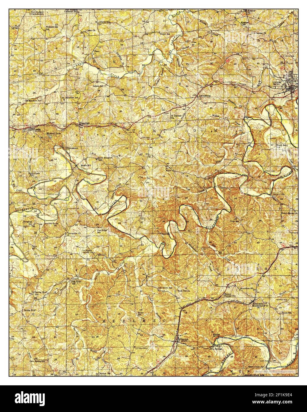 Map of union missouri Cut Out Stock Images & Pictures - Alamy
