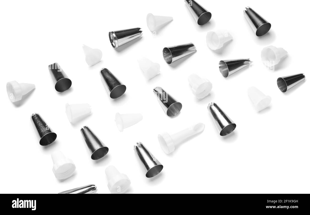 Different piping tips on white background, closeup Stock Photo - Alamy