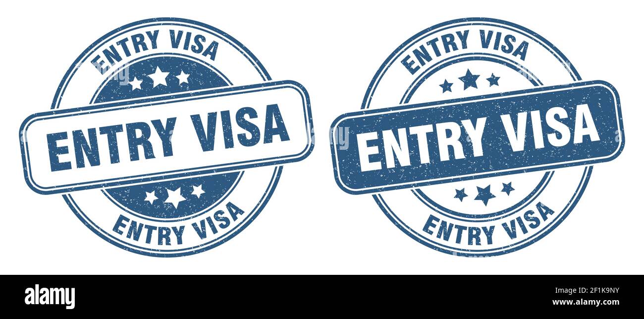 entry visa stamp. entry visa sign. round grunge label Stock Vector ...