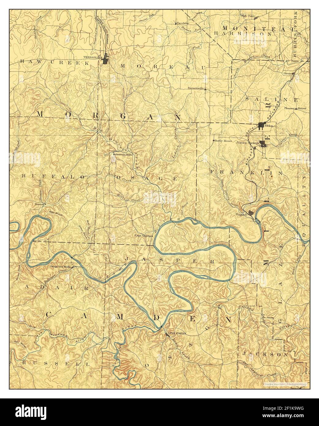 Versailles, Missouri, map 1893, 1:125000, United States of America by ...