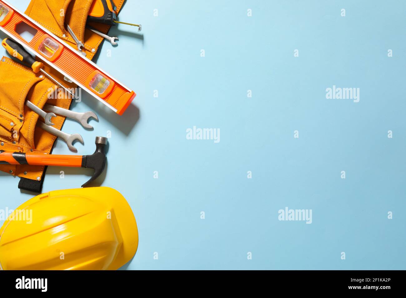 Set of construction tools on color background Stock Photo - Alamy