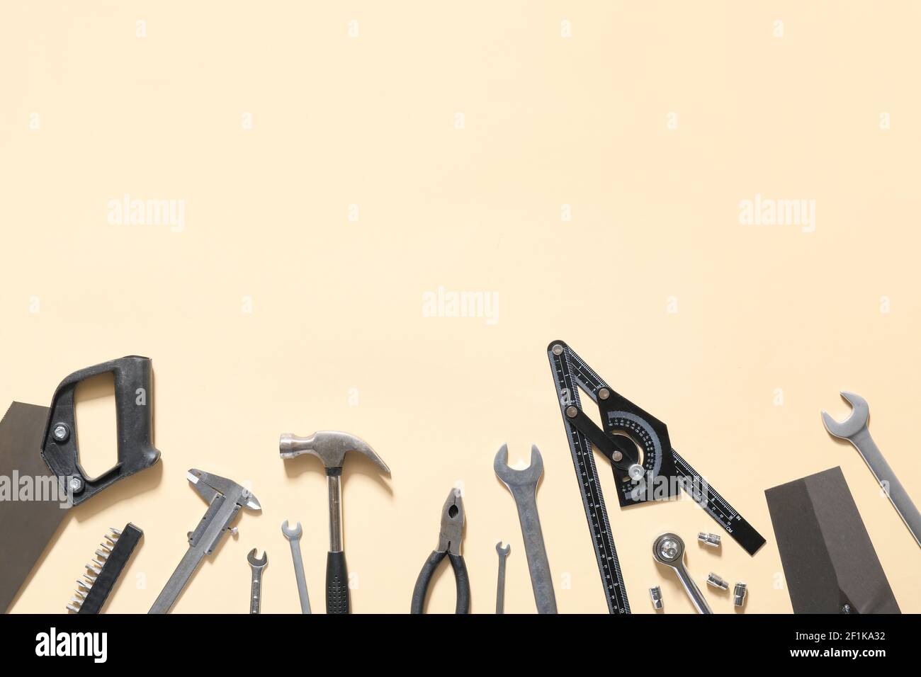 Set of construction tools on color background Stock Photo - Alamy