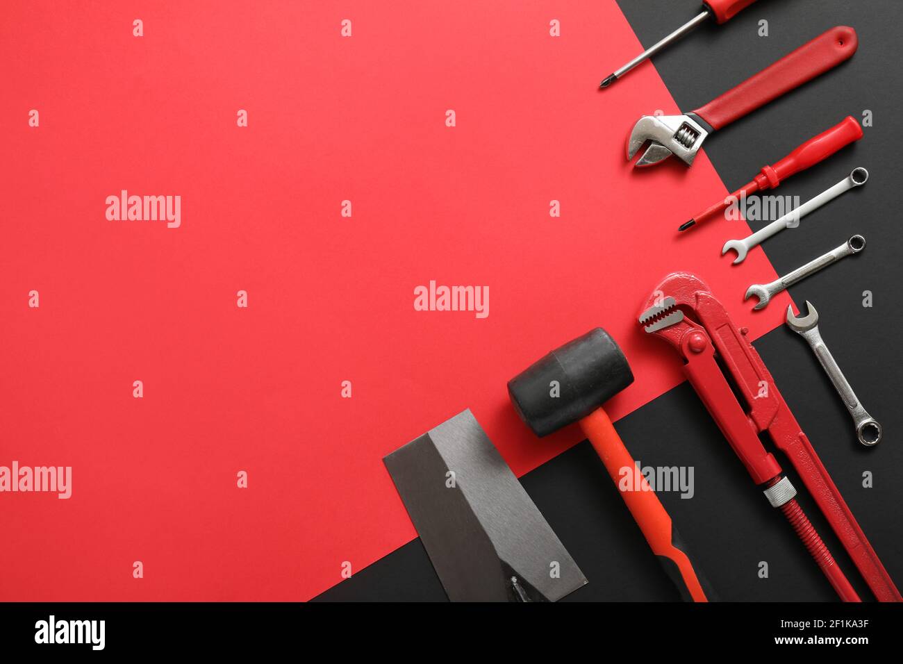 Set of construction tools on colorful background Stock Photo - Alamy