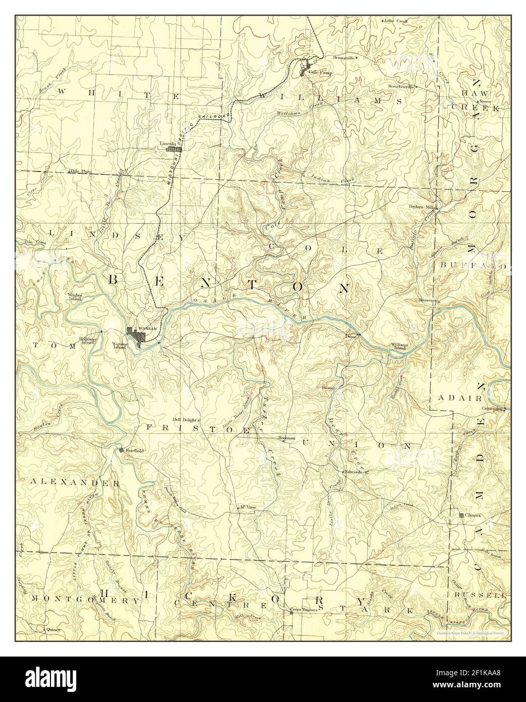 Map of warsaw missouri Cut Out Stock Images & Pictures - Alamy