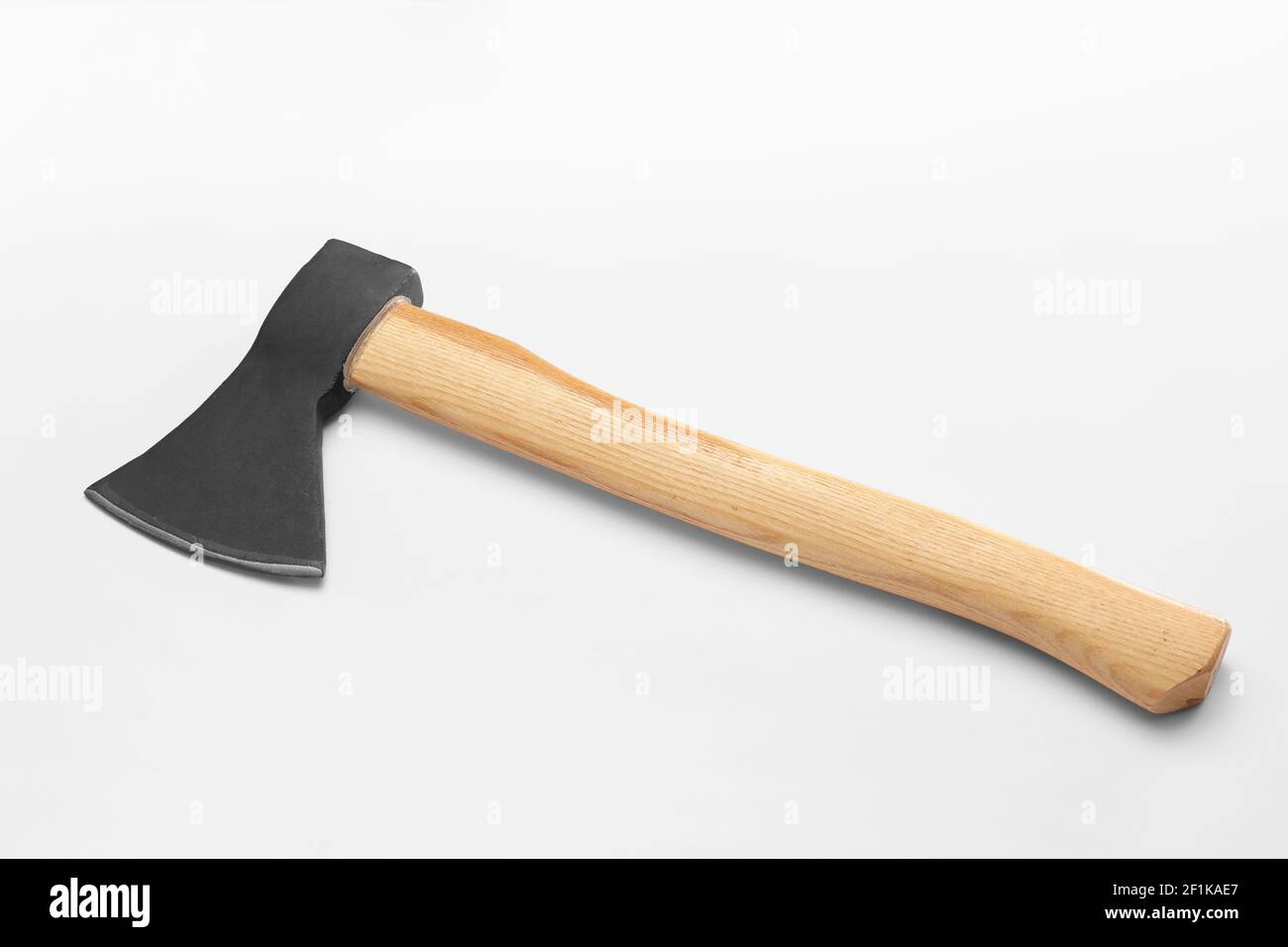 Ax with wooden handle on white background Stock Photo - Alamy