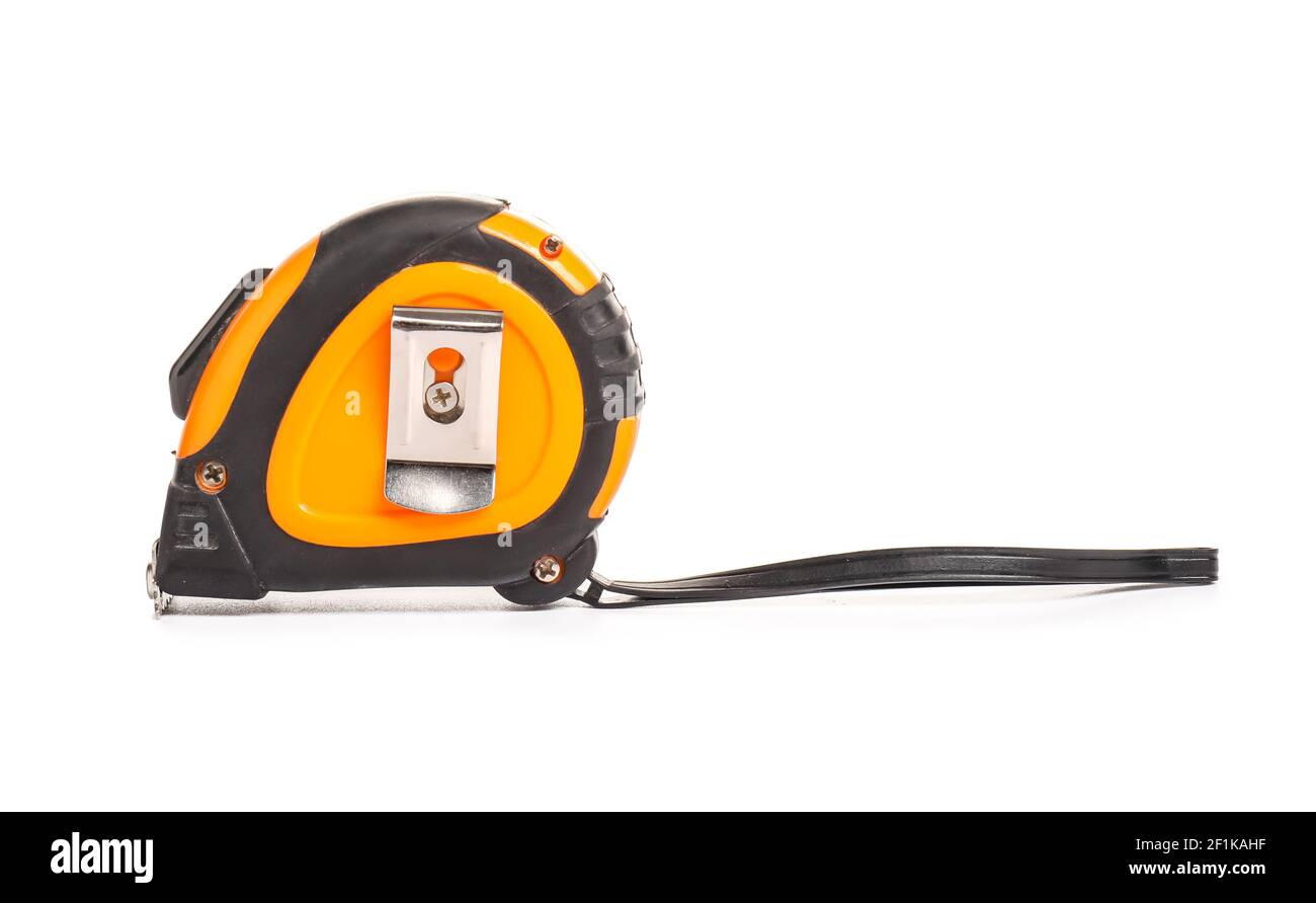 Measuring tape on white background Stock Photo - Alamy