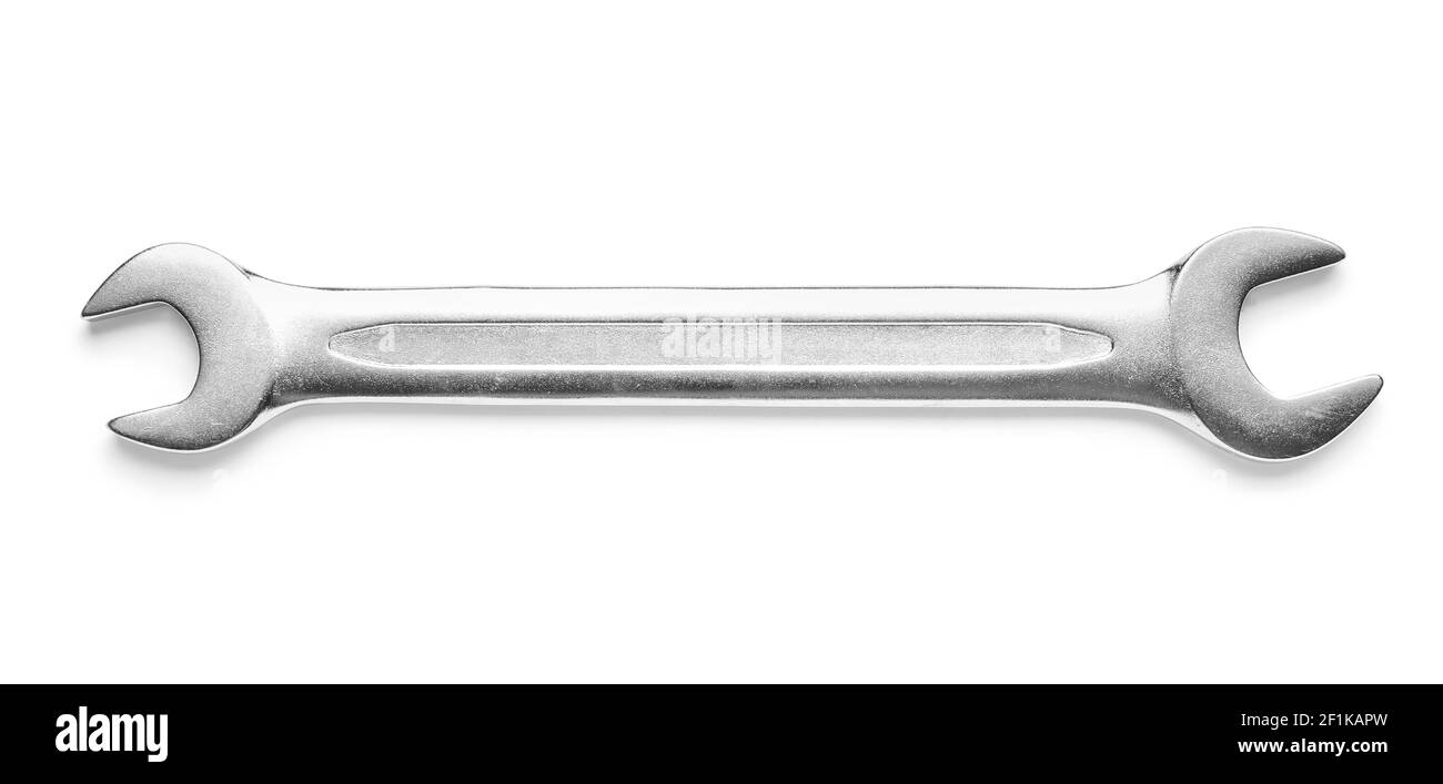 Metal wrench on white background Stock Photo - Alamy