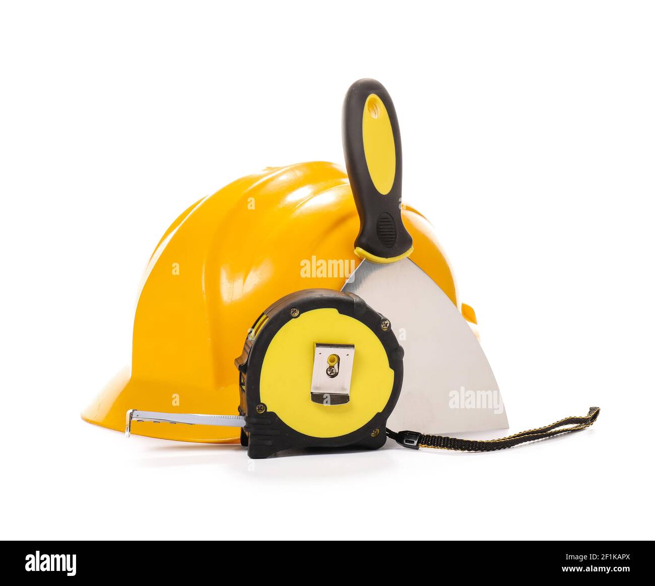 Modern construction tools on white background Stock Photo - Alamy