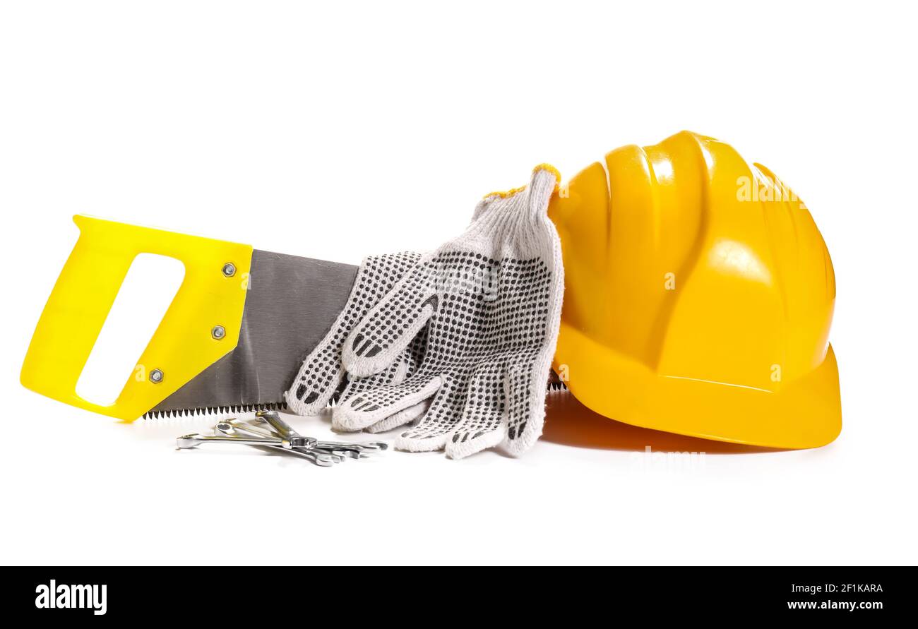Set of construction tools on white background Stock Photo - Alamy