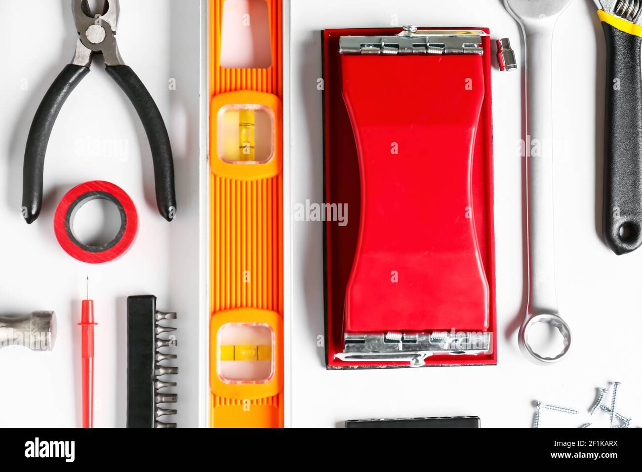 Set of construction tools on white background Stock Photo - Alamy