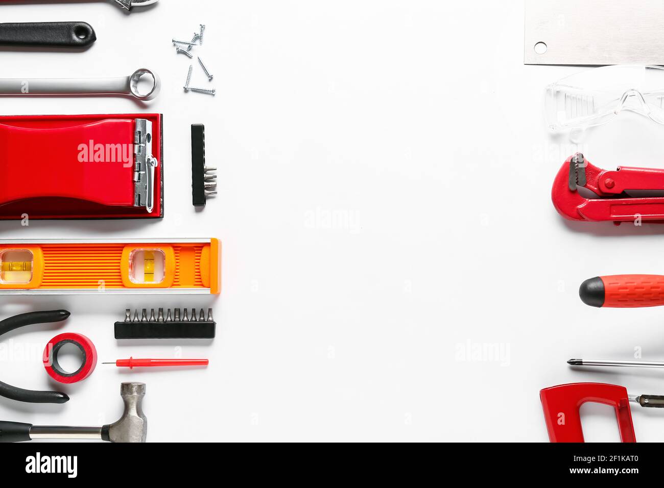 Set of construction tools on white background Stock Photo - Alamy