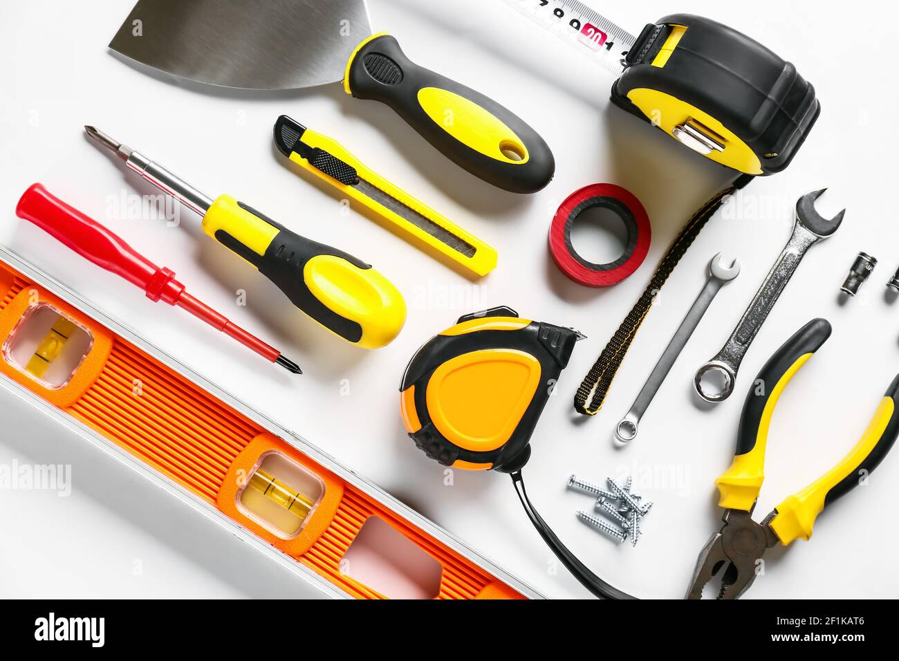 Set of construction tools on white background Stock Photo - Alamy