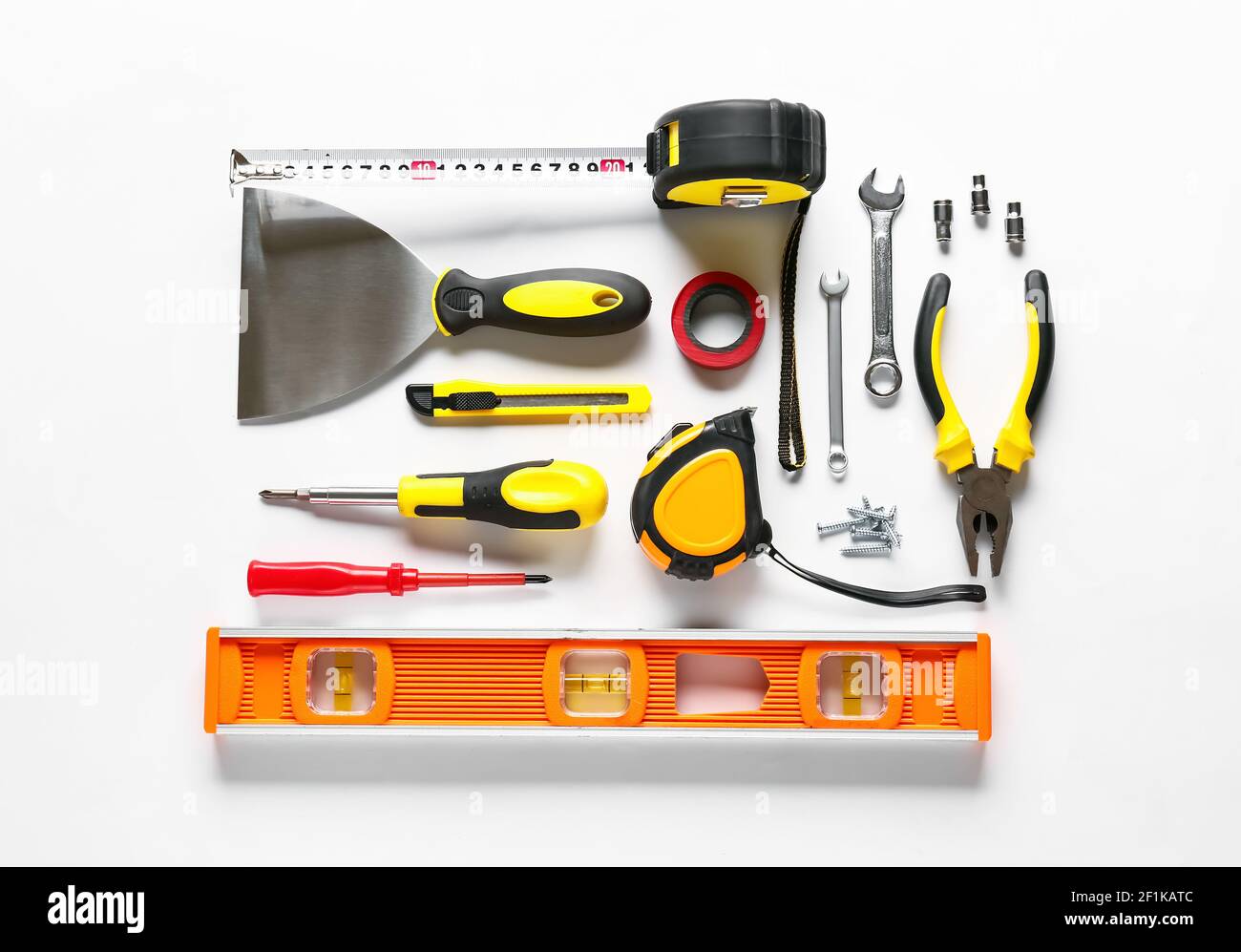 Set of construction tools on white background Stock Photo - Alamy