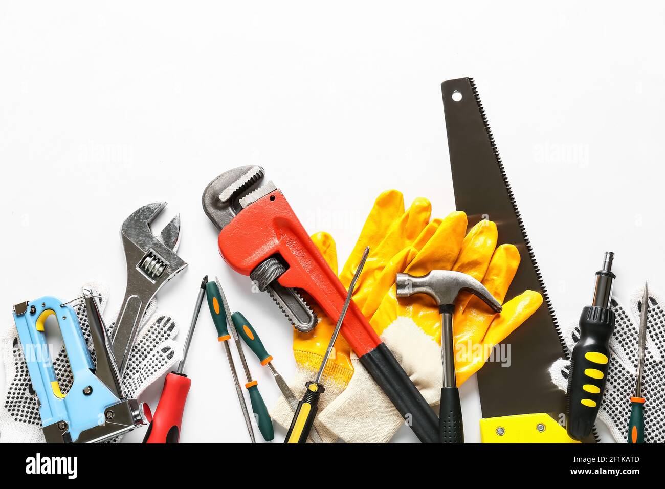 Set of construction tools on white background Stock Photo - Alamy