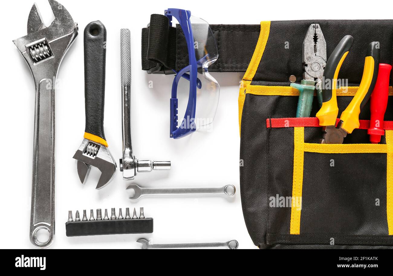 Set of construction tools on white background Stock Photo - Alamy