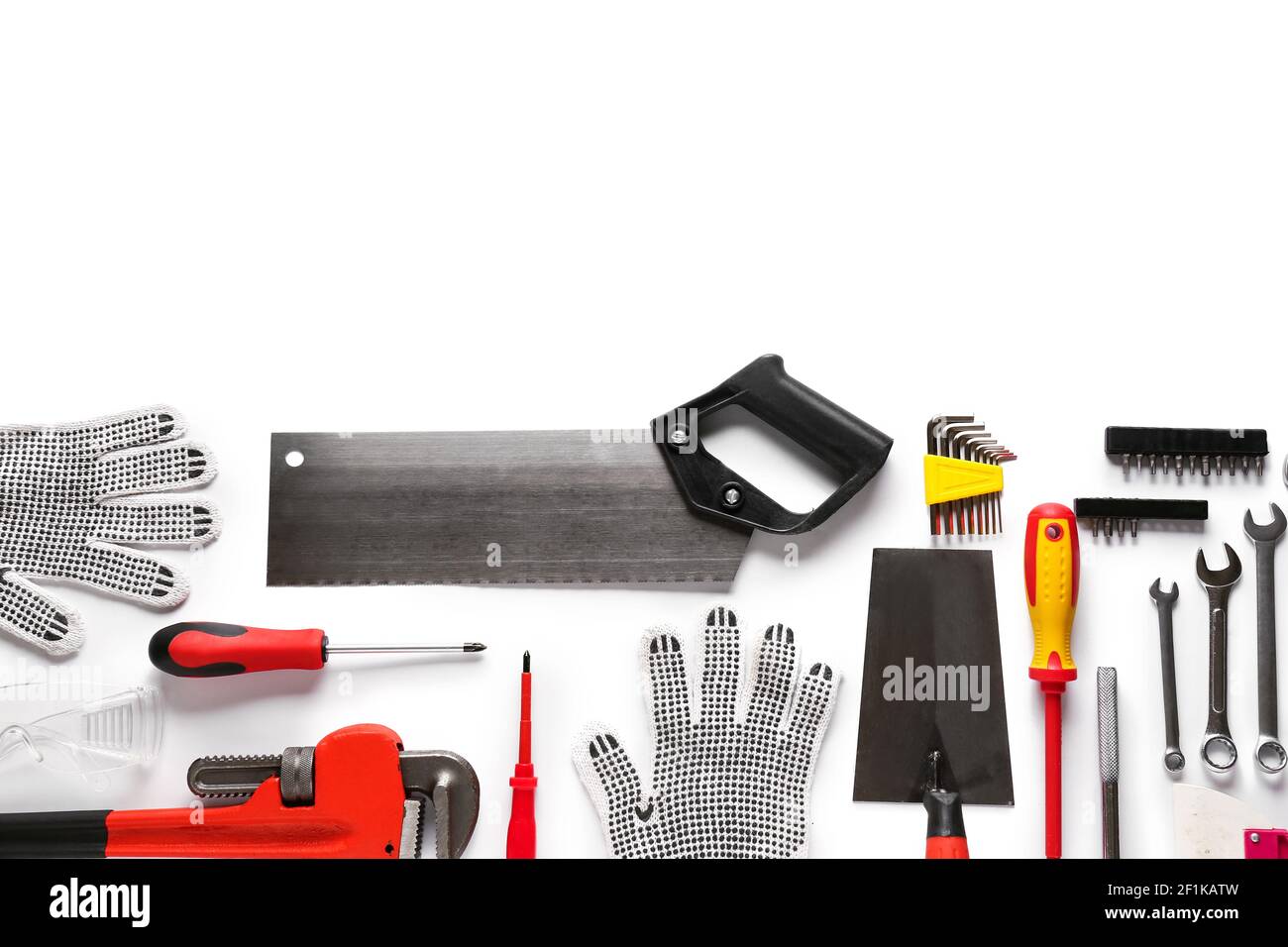 Set of construction tools on white background Stock Photo - Alamy