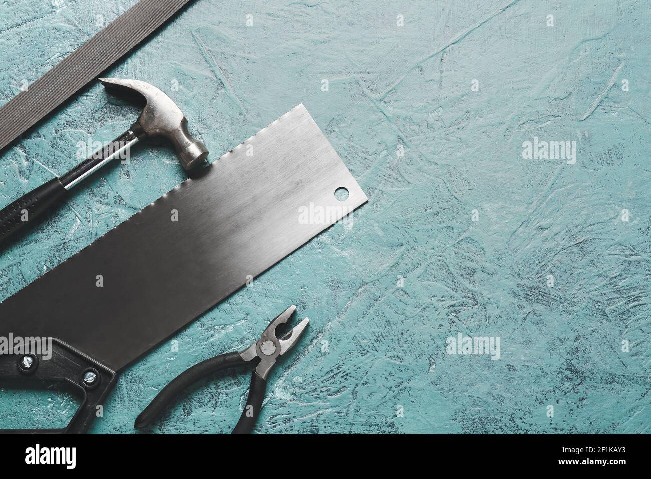 Set of construction tools on color background Stock Photo - Alamy