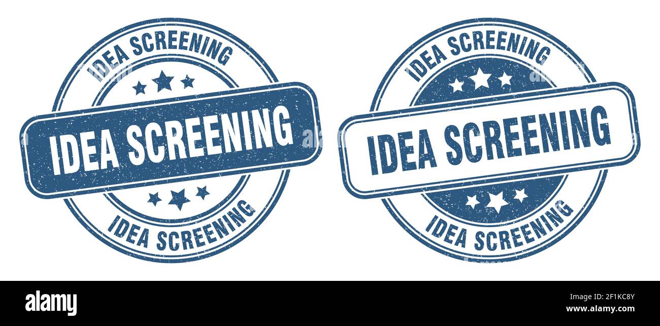 idea screening stamp. idea screening sign. round grunge label Stock ...