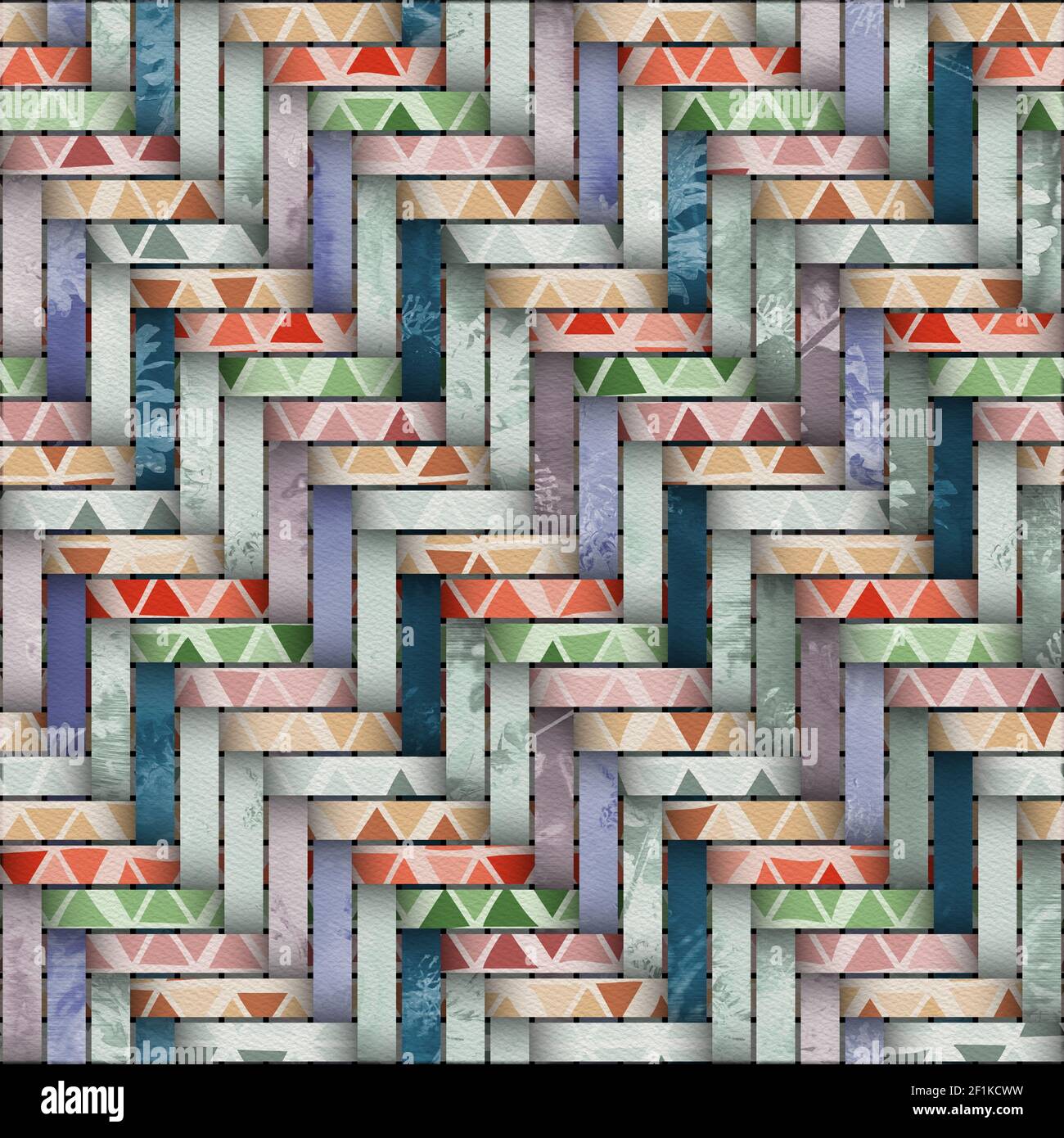 Seamless weave strip colorful ribbon pattern print Stock Photo - Alamy