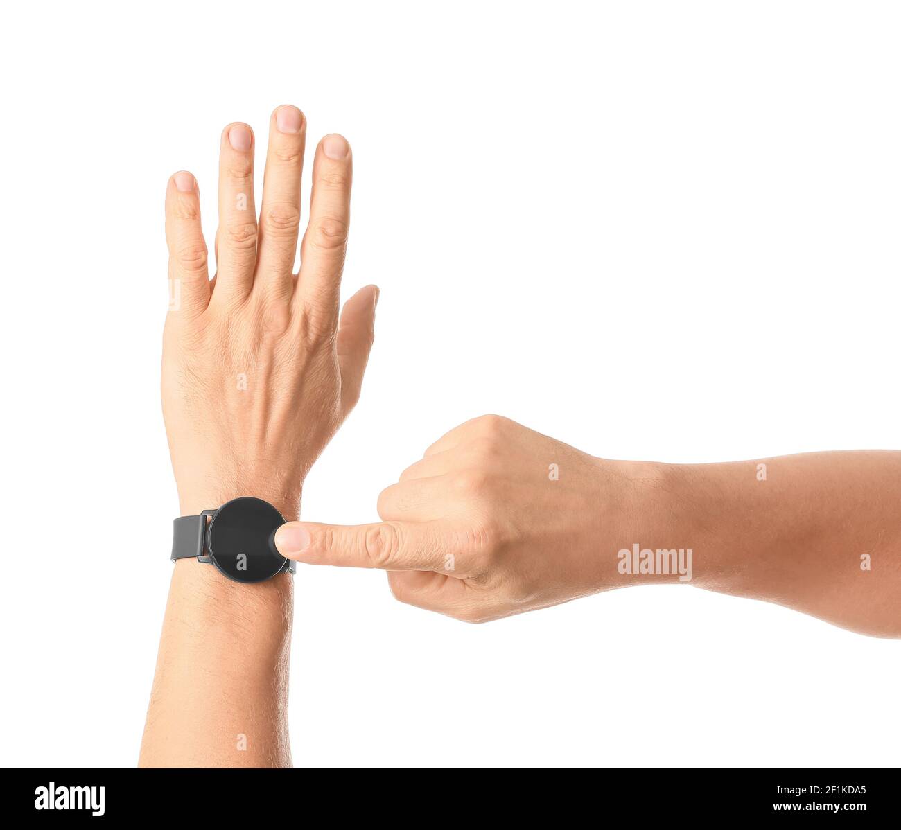 Hands man smart watch Cut Out Stock Images & Pictures - Alamy