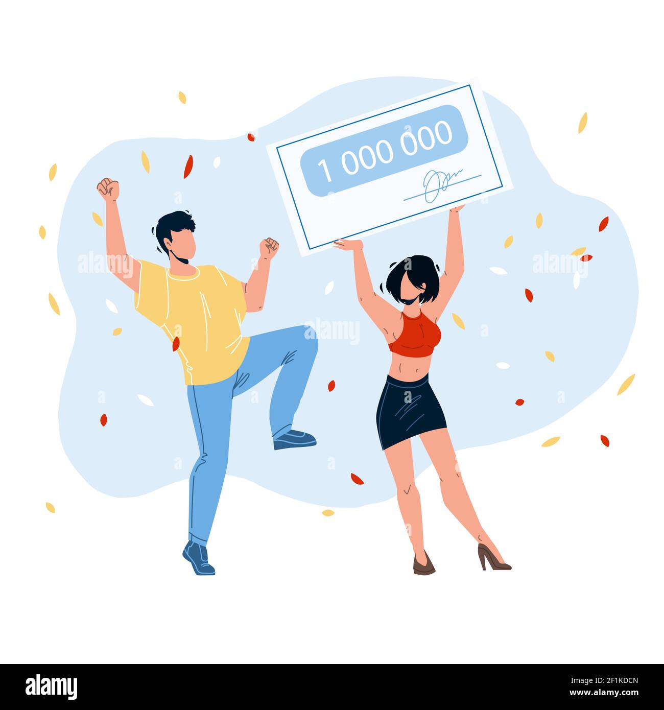 Jackpot Win Money Lucky Boy And Girl Couple Vector Stock Vector Image ...